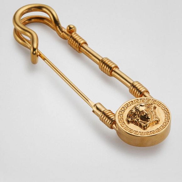 Versace | Jewelry | New Versace Gold Tone Medusa Safety Pin Brooch ...